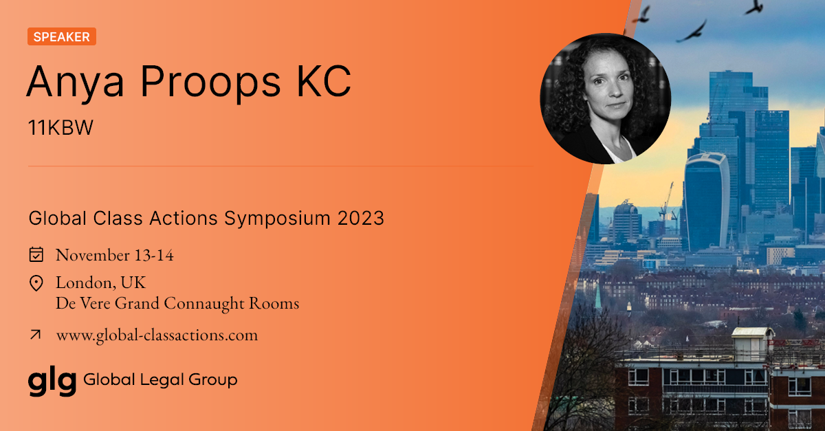 Anya Proops KC speaking at Global Class Actions Symposium 2023 | 11KBW